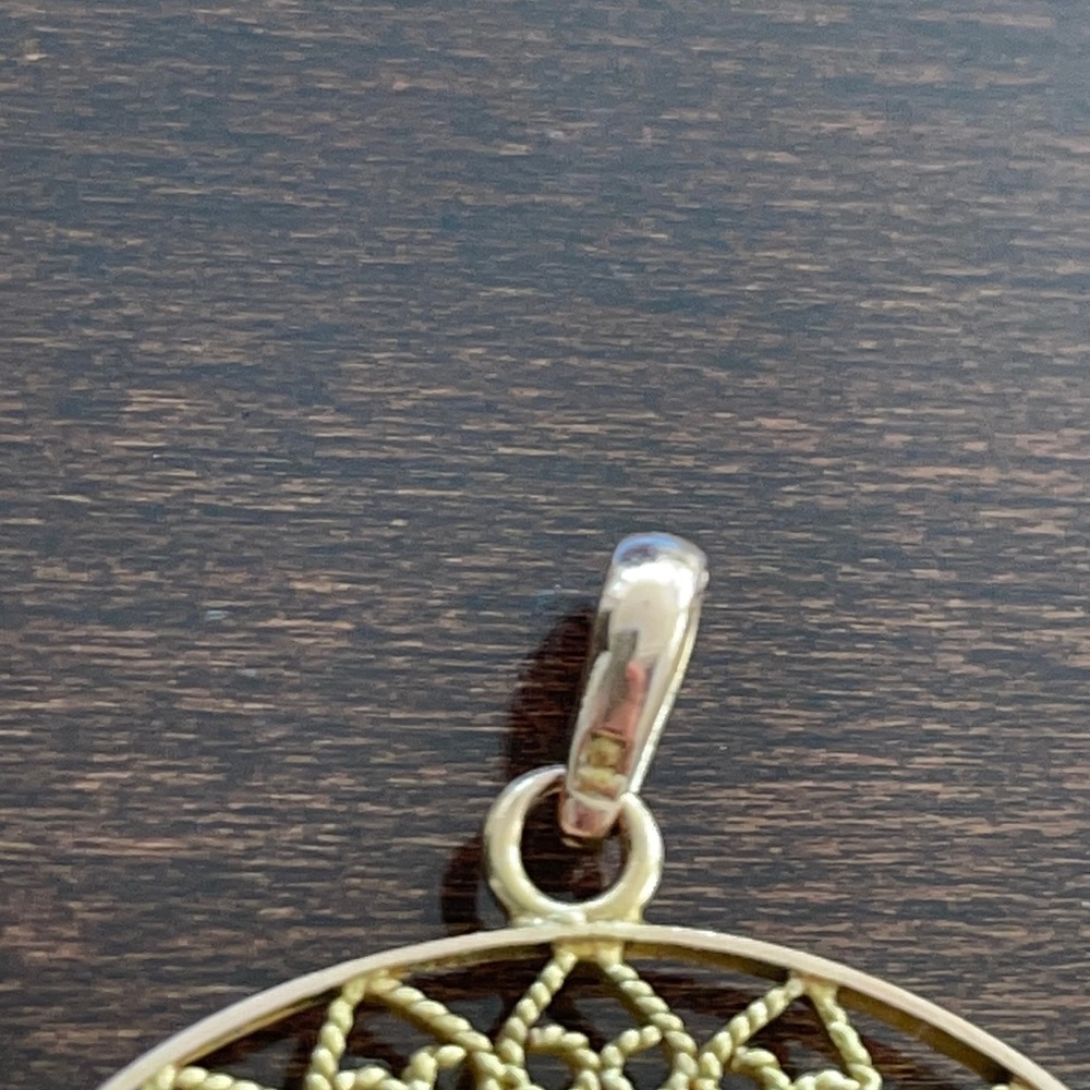 10k Yellow Gold Good Luck Round Pendant - Gem